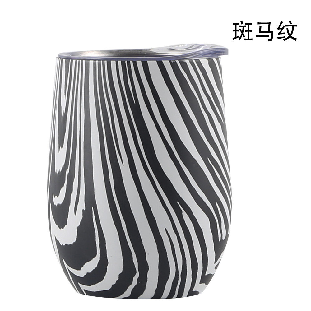 12 унций яичная чашка 304 нержавеющая сталь вакуумная чашка с текстурой дерева креативная U-образная чашка для красного вина