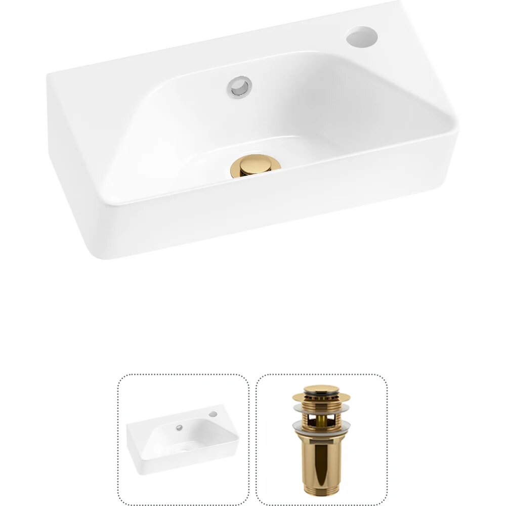 Комплект 2 в 1 Wellsee Bathroom Sink накладная/подвесная раковина 40x22 см, состоит 20216415R