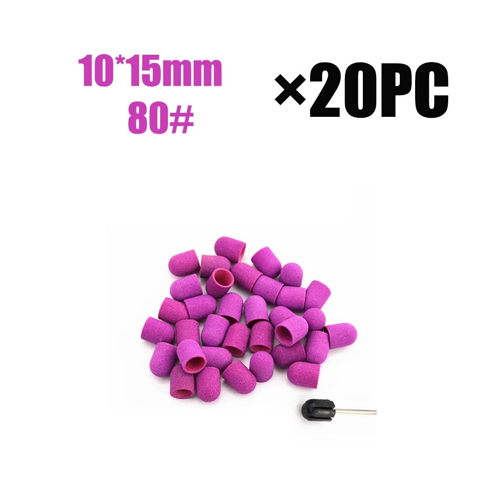 Шлифовальные колпачки 10*15 мм, 80#, 20 шт, Purple