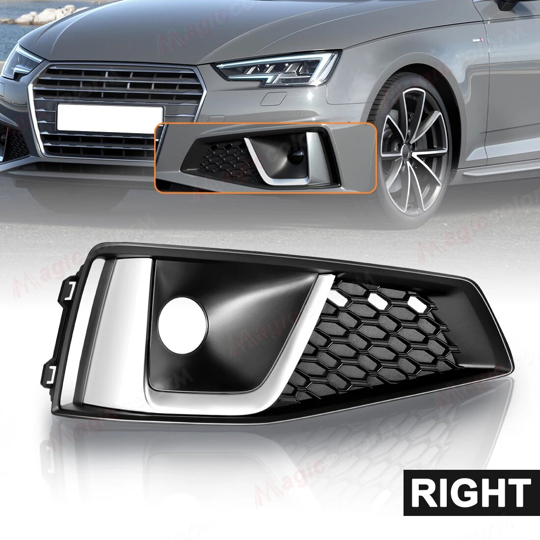 Для Audi A4 B9 S-LINE S4 2018 2019 2020 автомобильные противотуманные фары, крышка переднего бампера, противотуманная фара, решетка, аксессуары 8WD807681J 8WD807682J