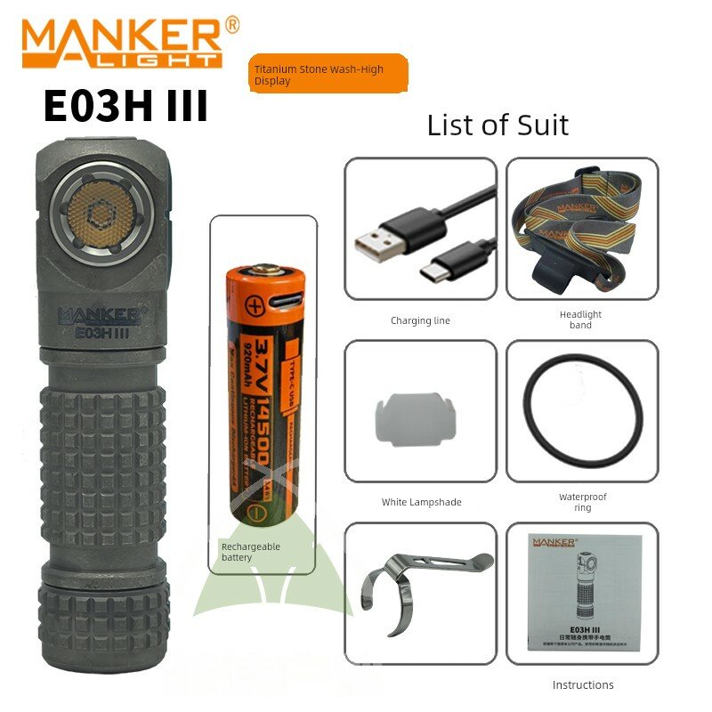 Mankerlight E03H III Титановая обработка каменной структуры высокий CRI фонарь с батареями AA/14500 в комплекте