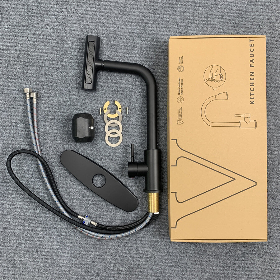 ⭐Кросс-бордерный выдвижной большой изогнутый смеситель из нержавеющей стали для горячей и холодной воды, кухонная раковина, балкон, прачечная, бассейн, двух- или трехступенчатый⭐