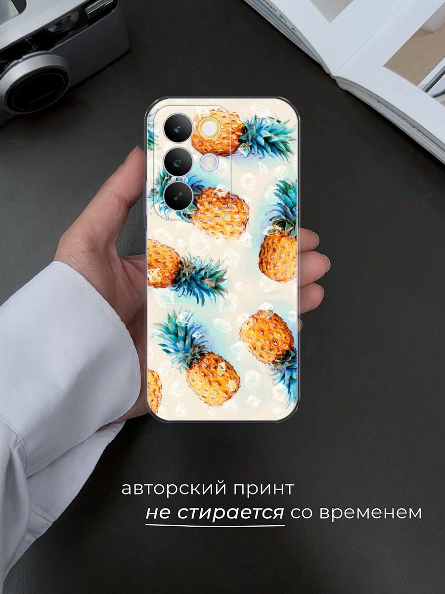 Силиконовый чехол на Realme C85 / Реалми C85 с принтом Ананасы — фото 1