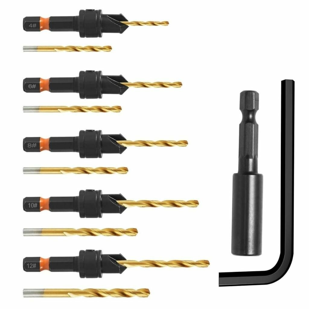 Сверло с потайной головкой и шестигранным хвостовиком с титановым покрытием для сверления потайных отверстий