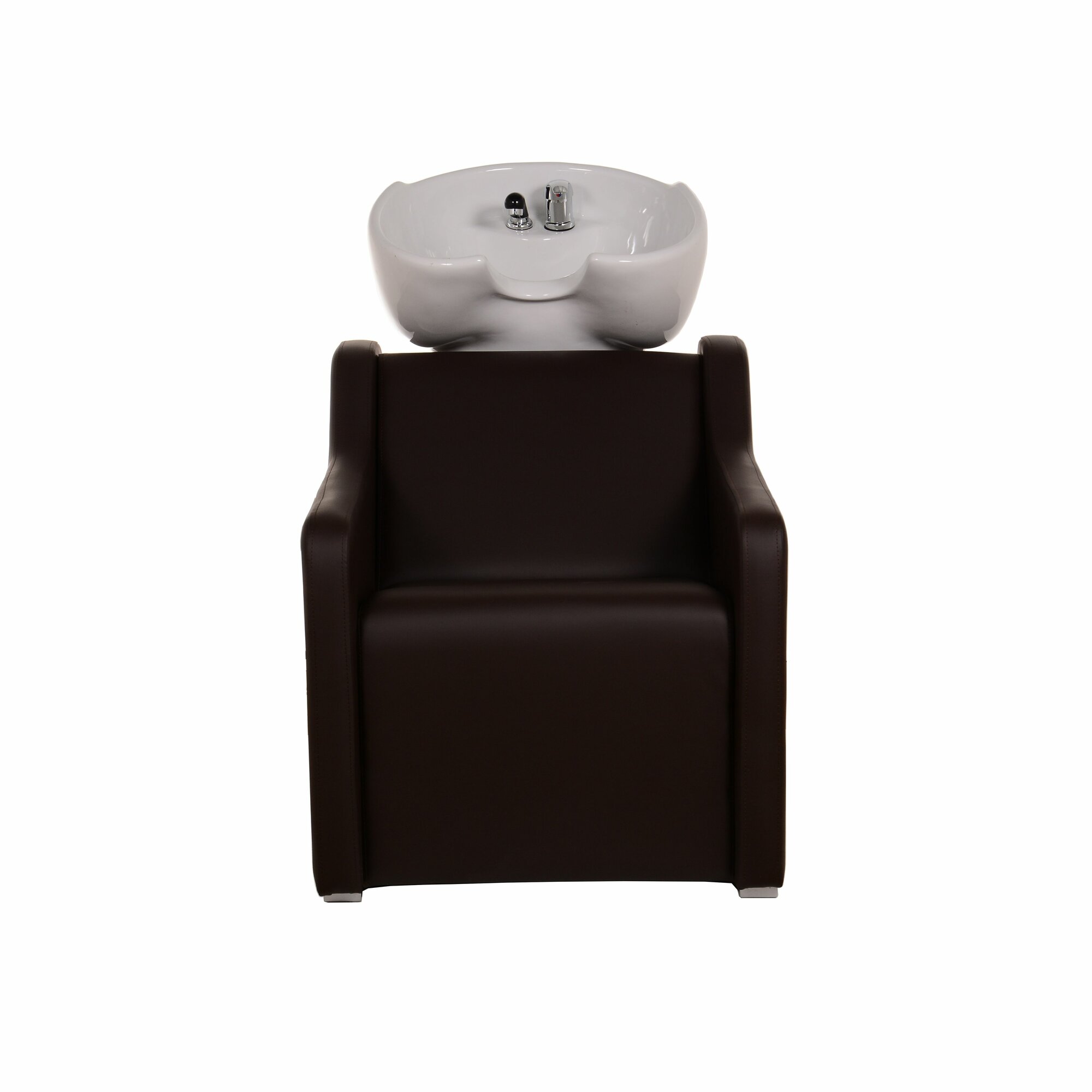 Парикмахерская мойка "Groan", коричневый - белая глубокая раковина