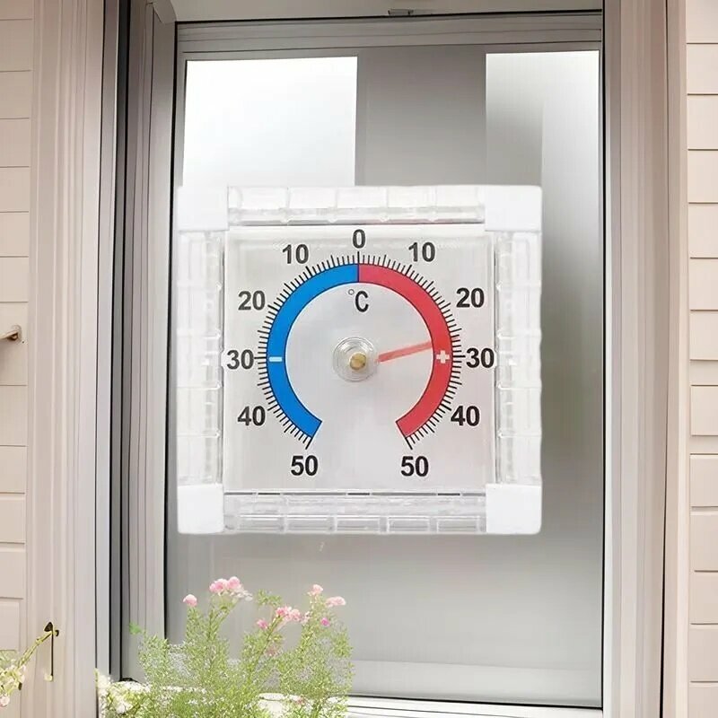 Термометр уличный, оконный, пластиковый. Градусник биметаллический квадратный на клейкой ленте