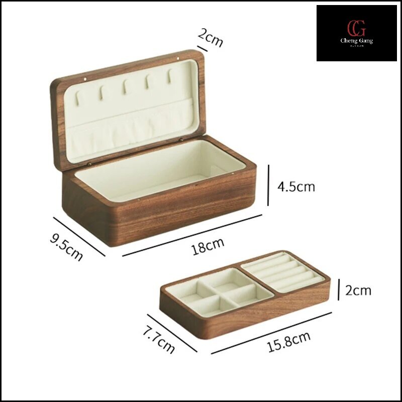 Шкатулка для украшений Jewelry Cases AP011, дерево, квадратная, бежевая, 1 шт