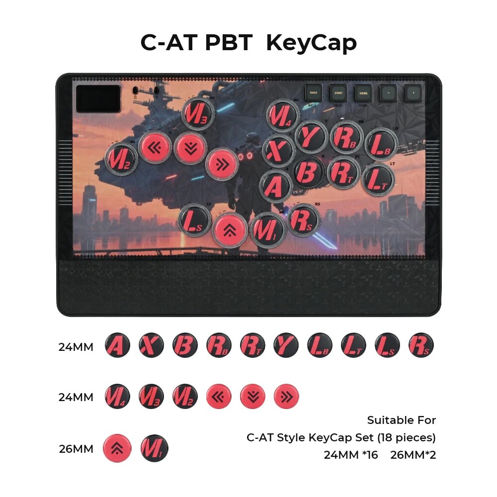Колпачки для клавиш C-AT PBT 18 шт. Black-Red Series