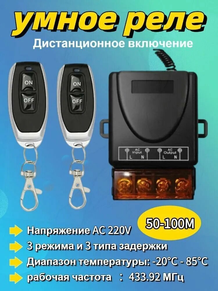 Пульт управления гаражными воротами 433 МГц 220 В, с одним реле и двумя пультами