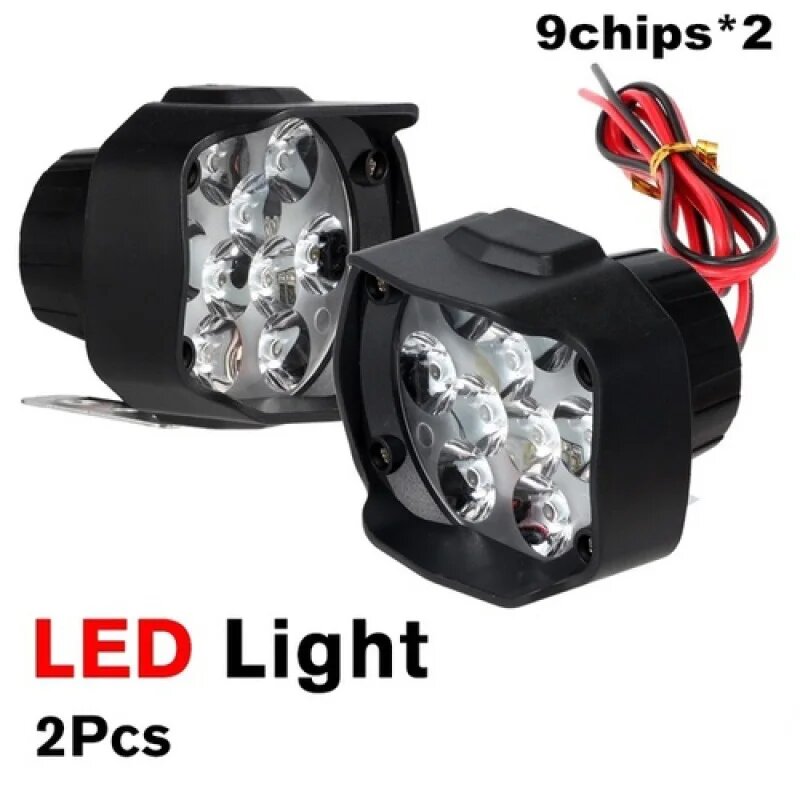 2x 9LED мото фары 12В, белые