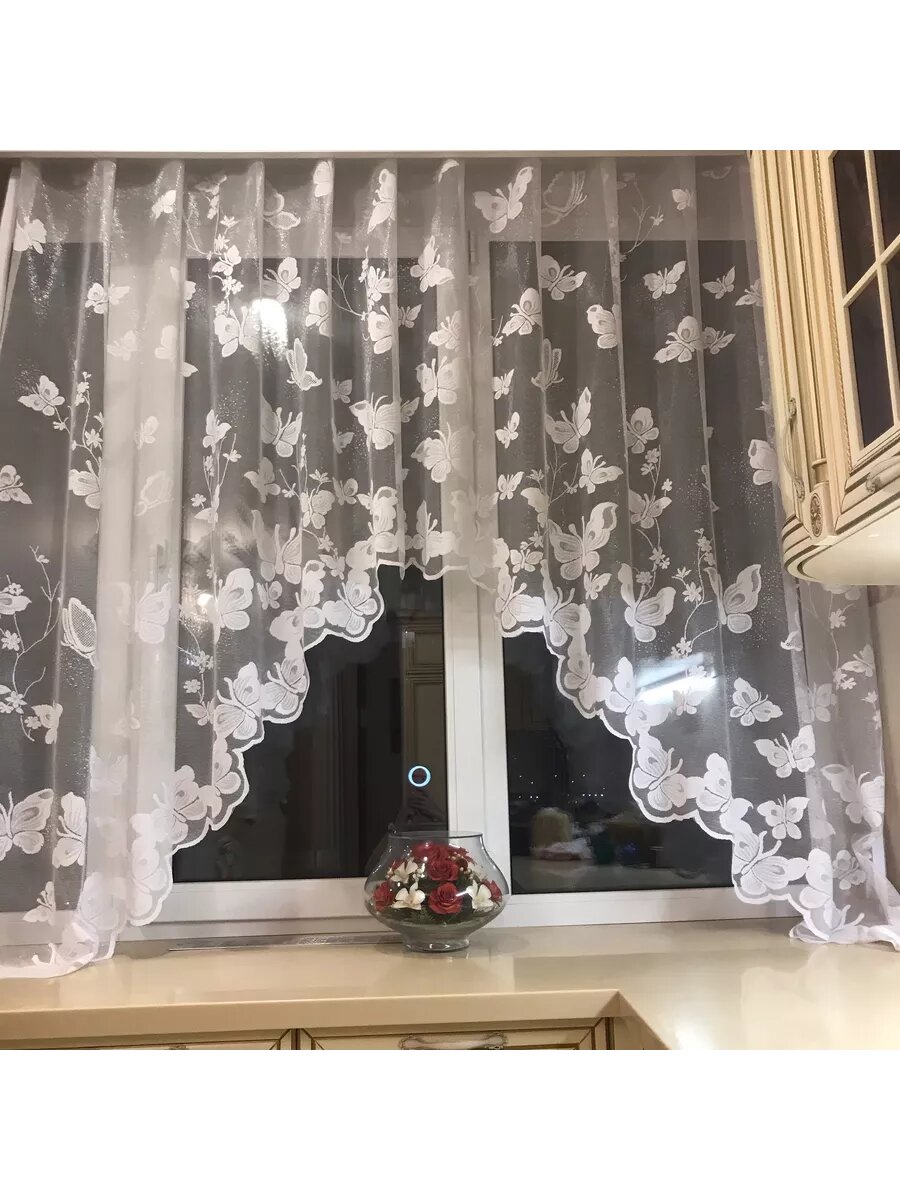 Тюль арка короткий со шторной лентой ширина 4 метра