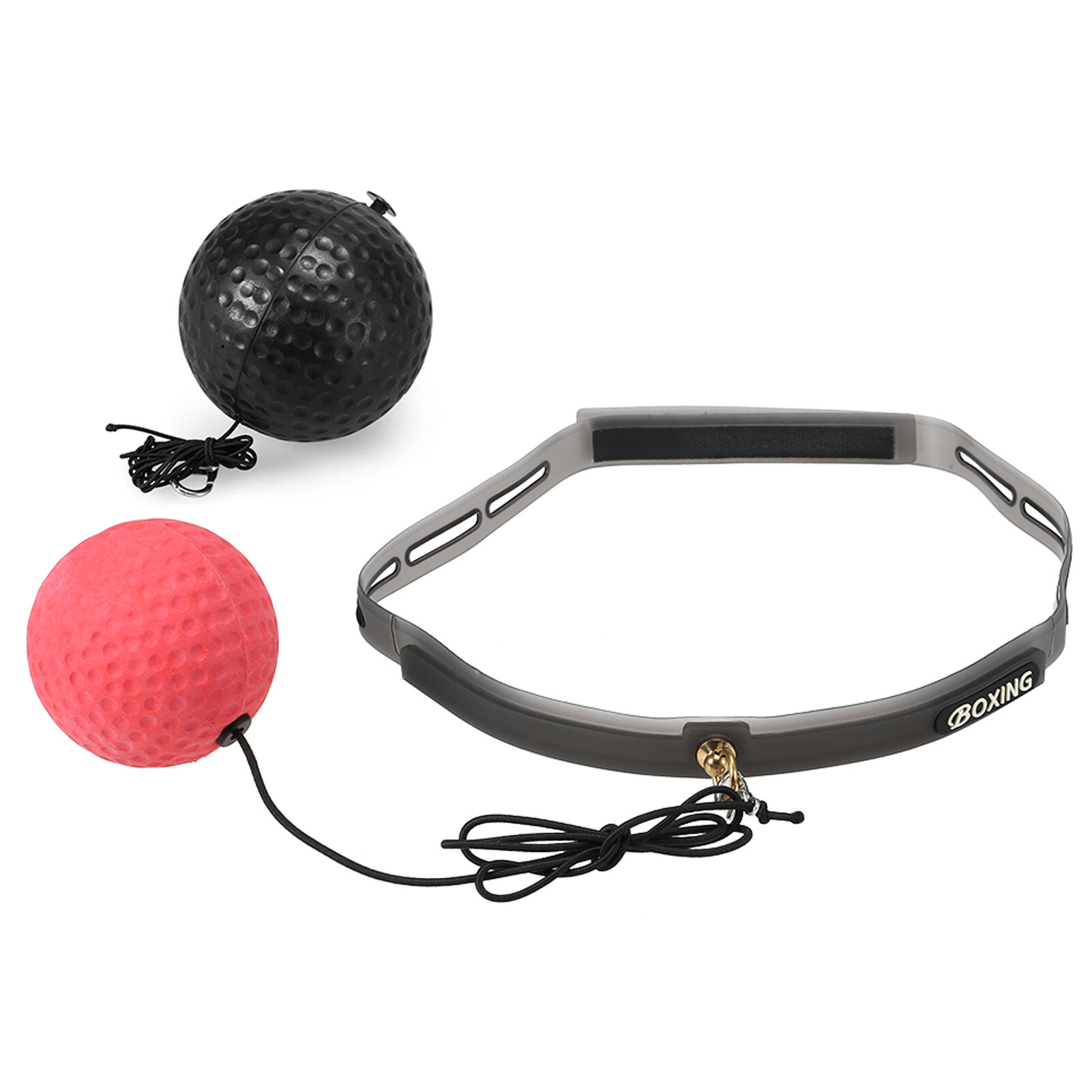 Боксовая Рефлекс-Балл 2 Уровня с Поясом для Потоотвода для Борьбы Спортивной Фитнеса Тренировки Скорости Реакции Координации Глаз, 1 Черный Балл Начинающий, 1 Красный Балл Продвинутый, 1 Пояс Потоотводящий, 2 Эластичные Ленты, 1 Инструмент для Нитей