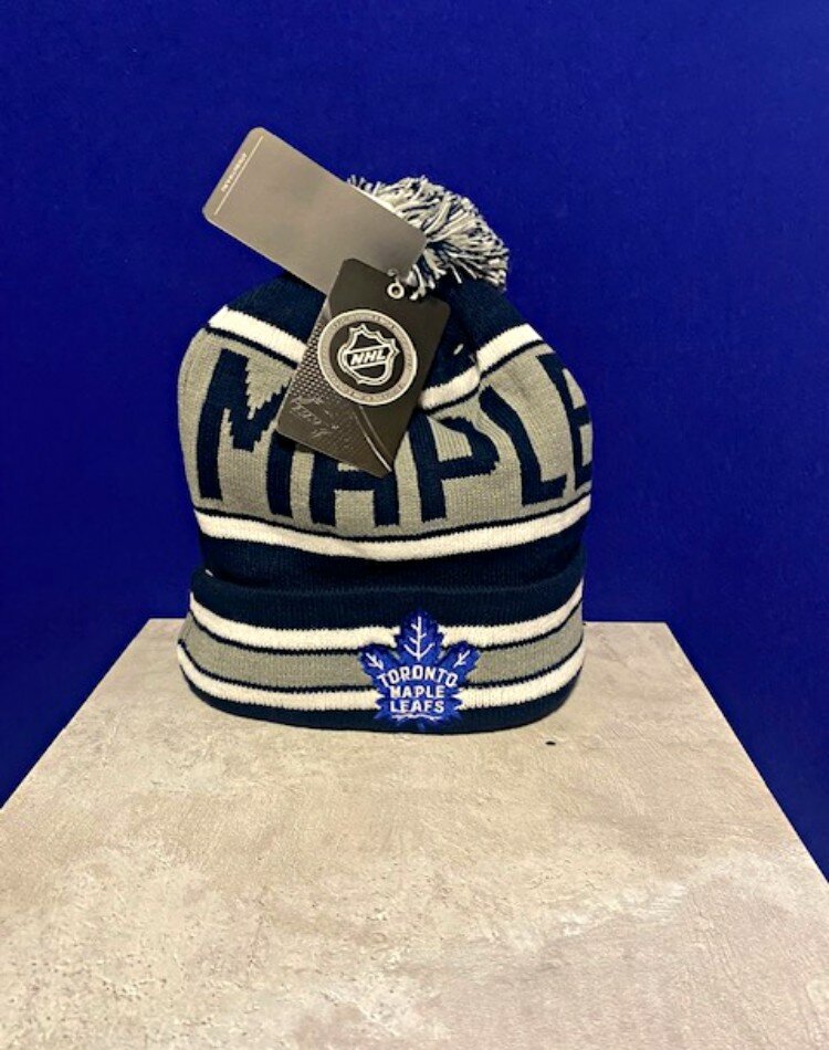 Торонто хоккей шапка зимняя с помпоном хк хоккейного клуба Toronto Maple Leafs (Канада) серая
