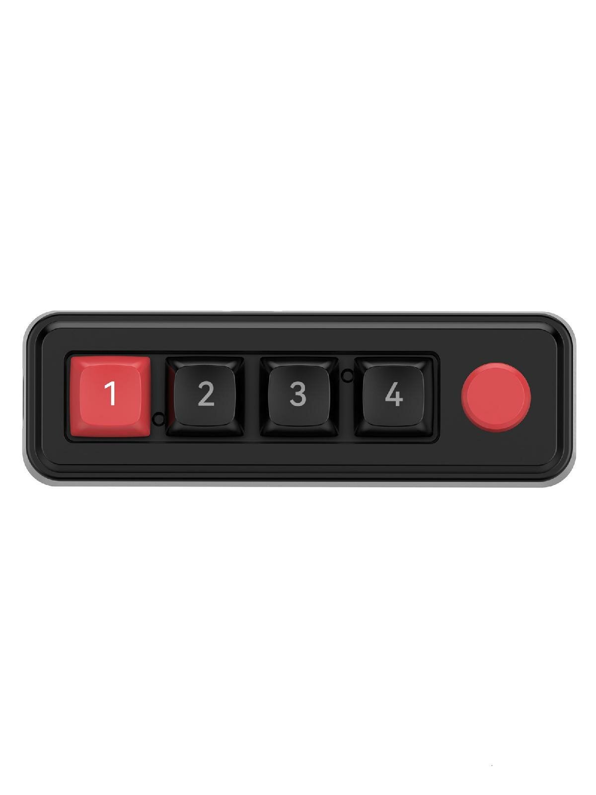 1x 4-клавишная проводная игровой механическая клавиатура с возможностью горячей замены и программируемыми макросами — черная с поворотной ручкой