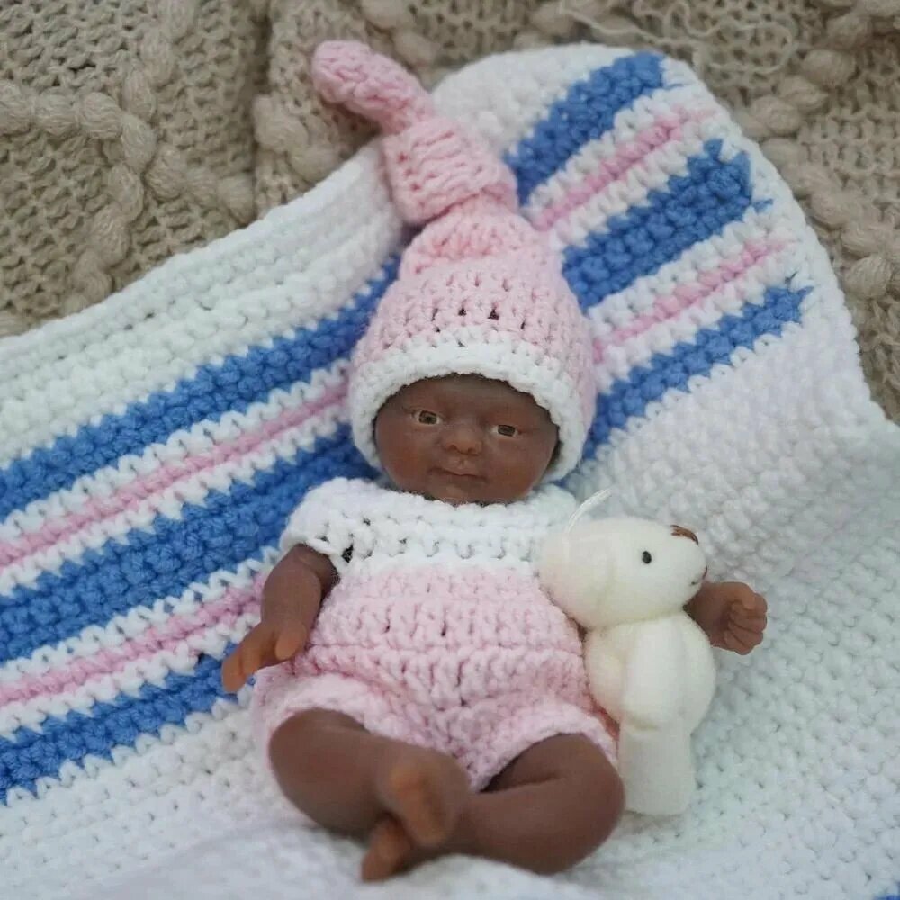 4,5-дюймовая мини-кукла Reborn Baby Doll, черная микро-силиконовая кукла-младенец