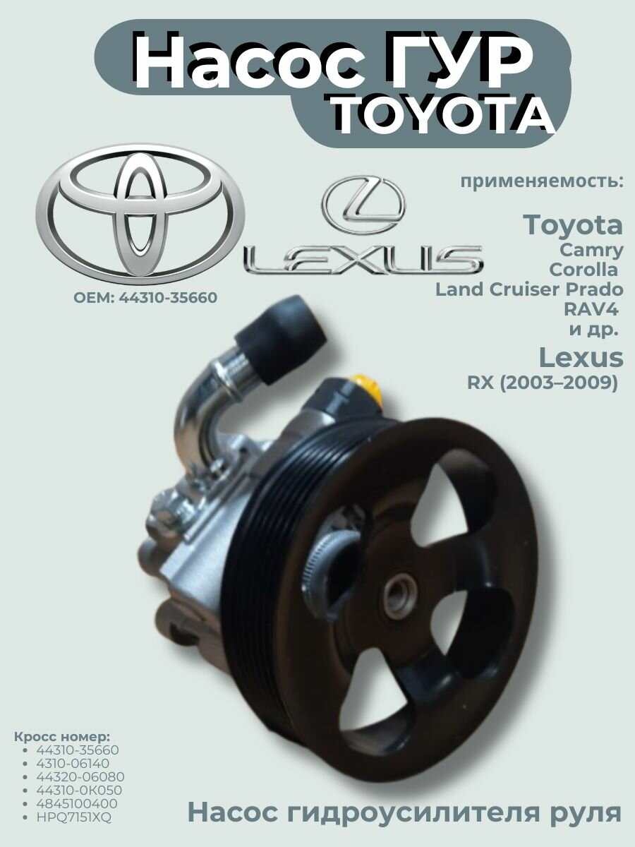 Насос ГУР Тоyоtа Lаnd Сruisеr Рrаdо 120 44310-35660/Camry/Corolla