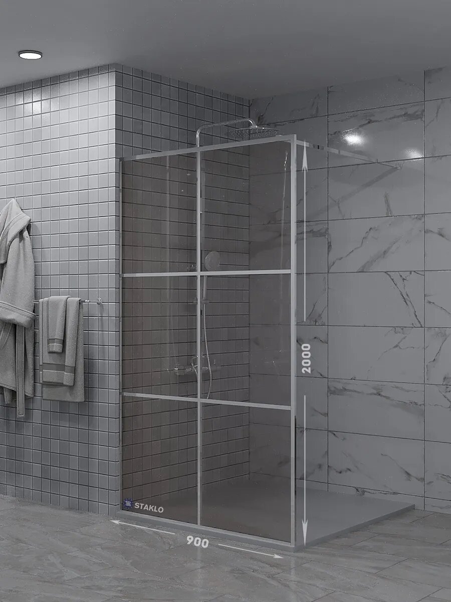 Loft душевая перегородка 90x200 бронзовое стекло