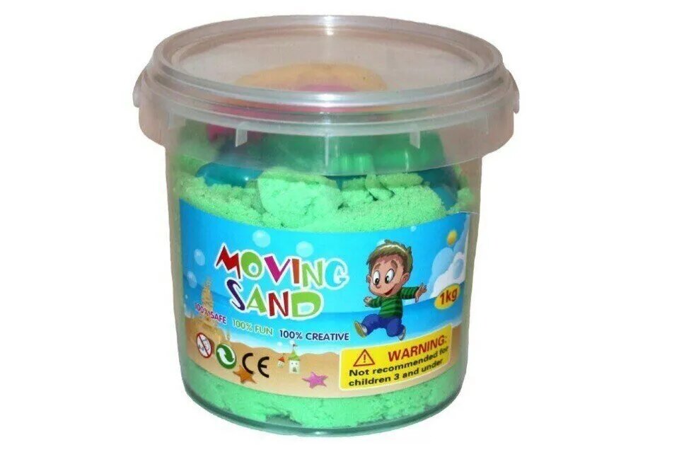 Песок для лепки кинетический Moving Sand, 1 кг, зеленый + 2 набора фигурок в подарок