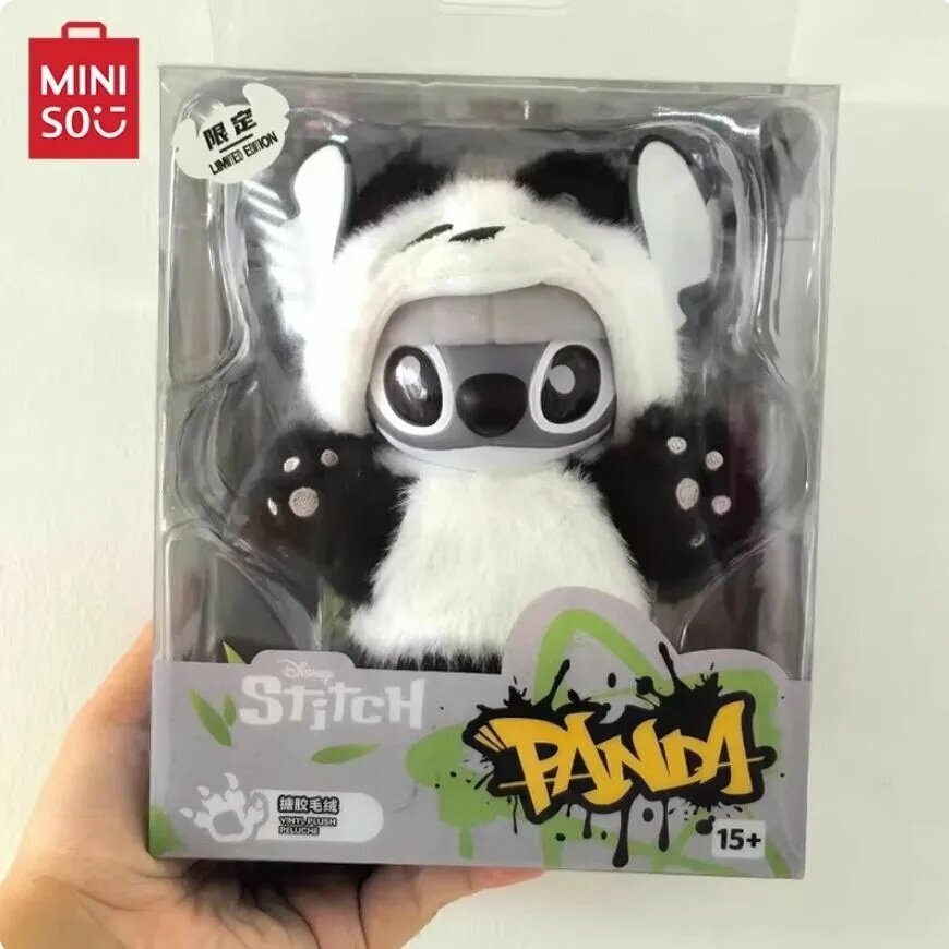 Мягкая игрушка-брелок Miniso Disney Stitch в костюме панды, 14 см