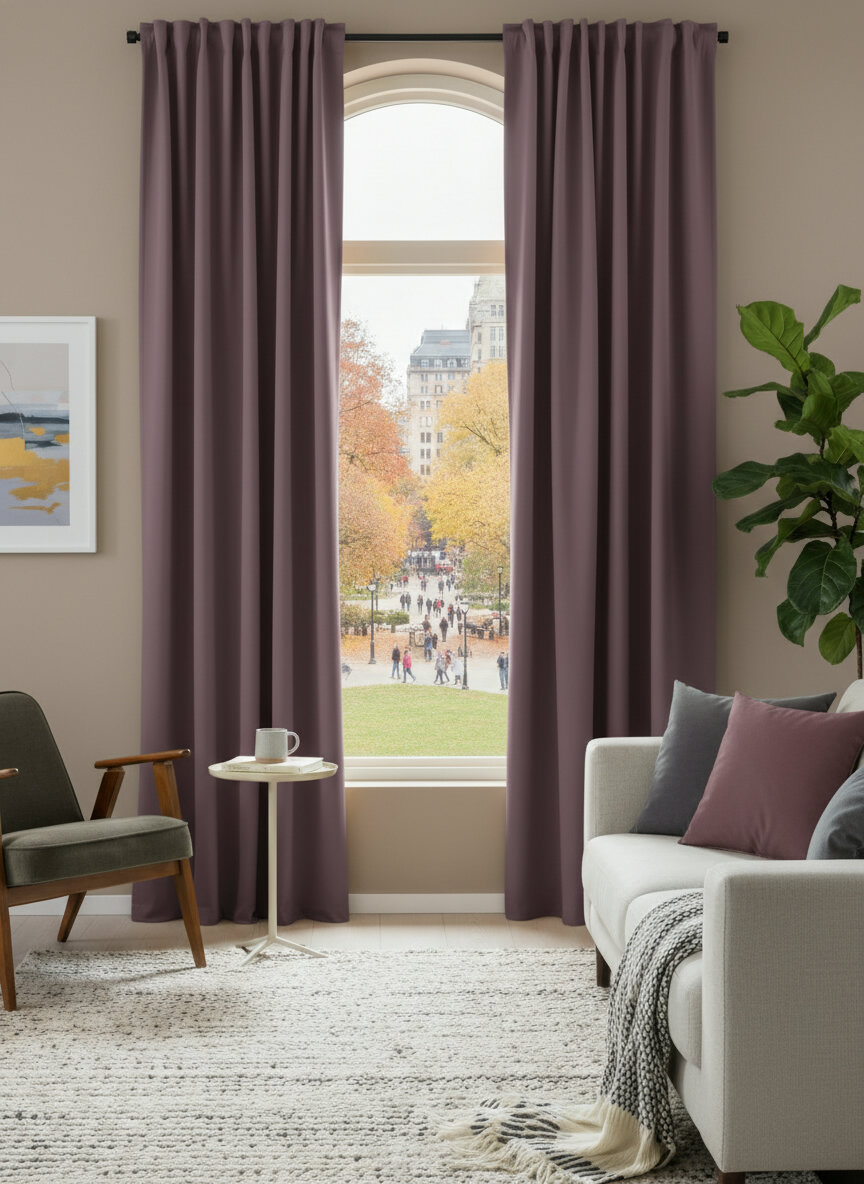 Шторы для гостиной Икеа Майгулл на ленте, 145х300 см, полиэстер, 2 полотна, бордовый