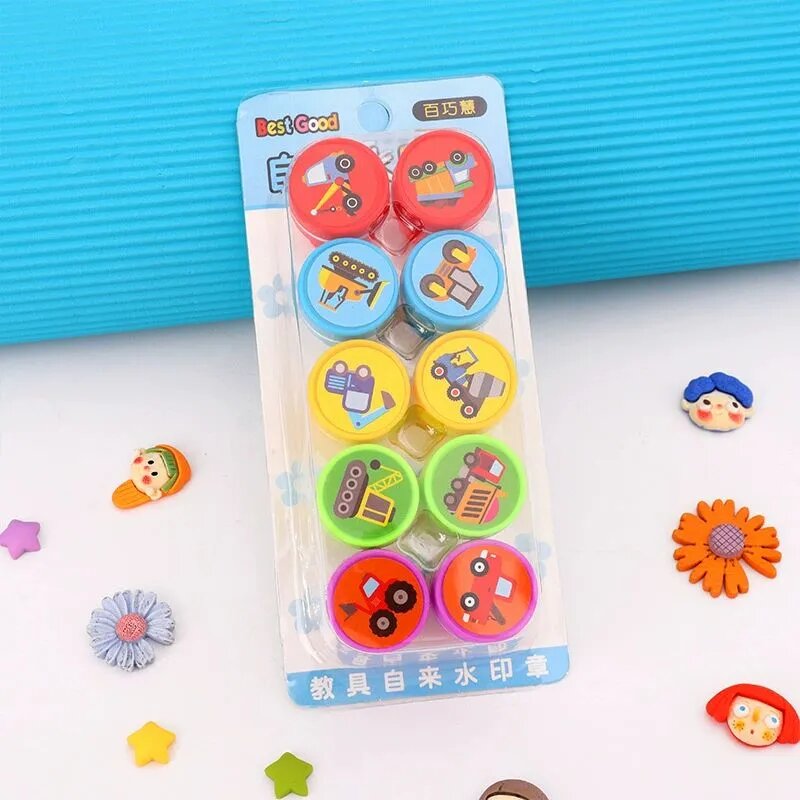 Печать детская цветная / набор печатей для детей 10 штук /щенок