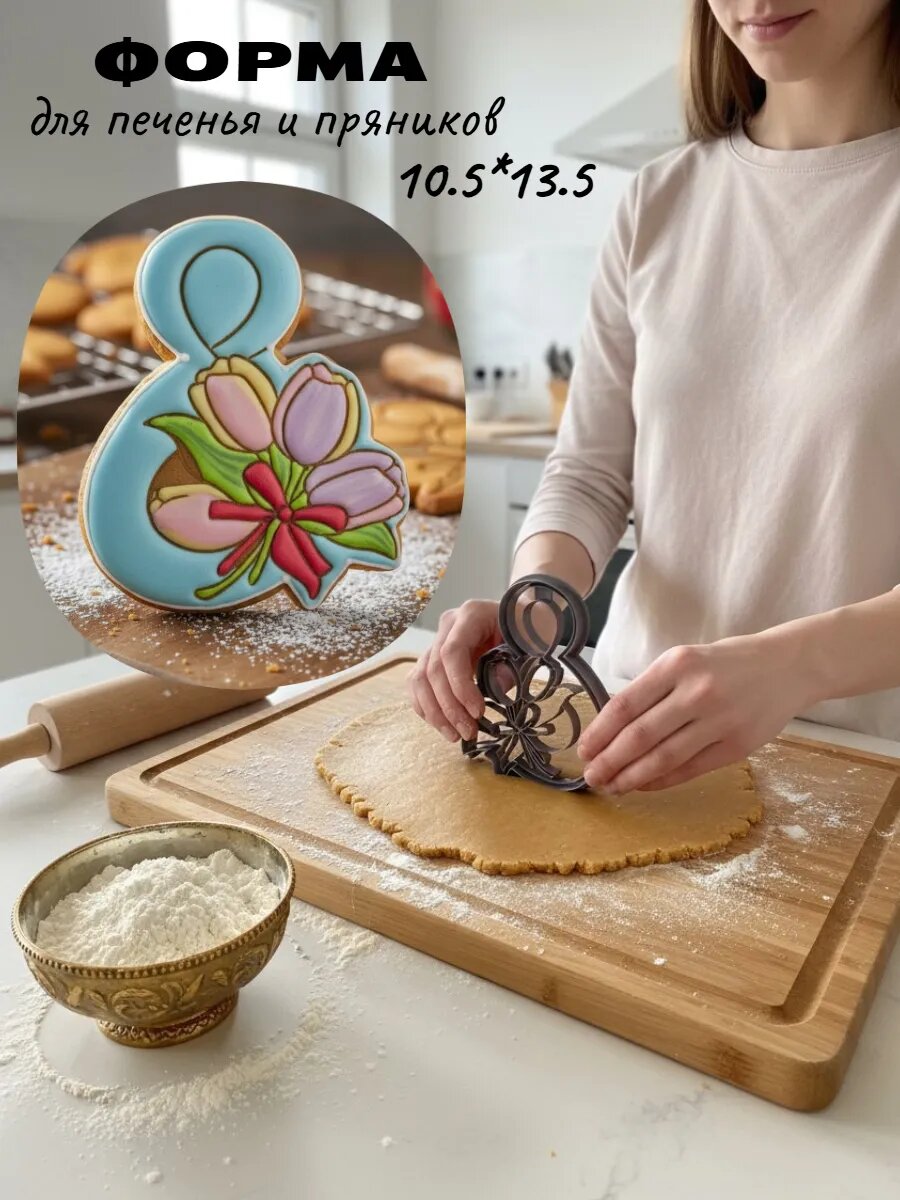 Формочки для печенья и пряников 8 марта с тюльпанами