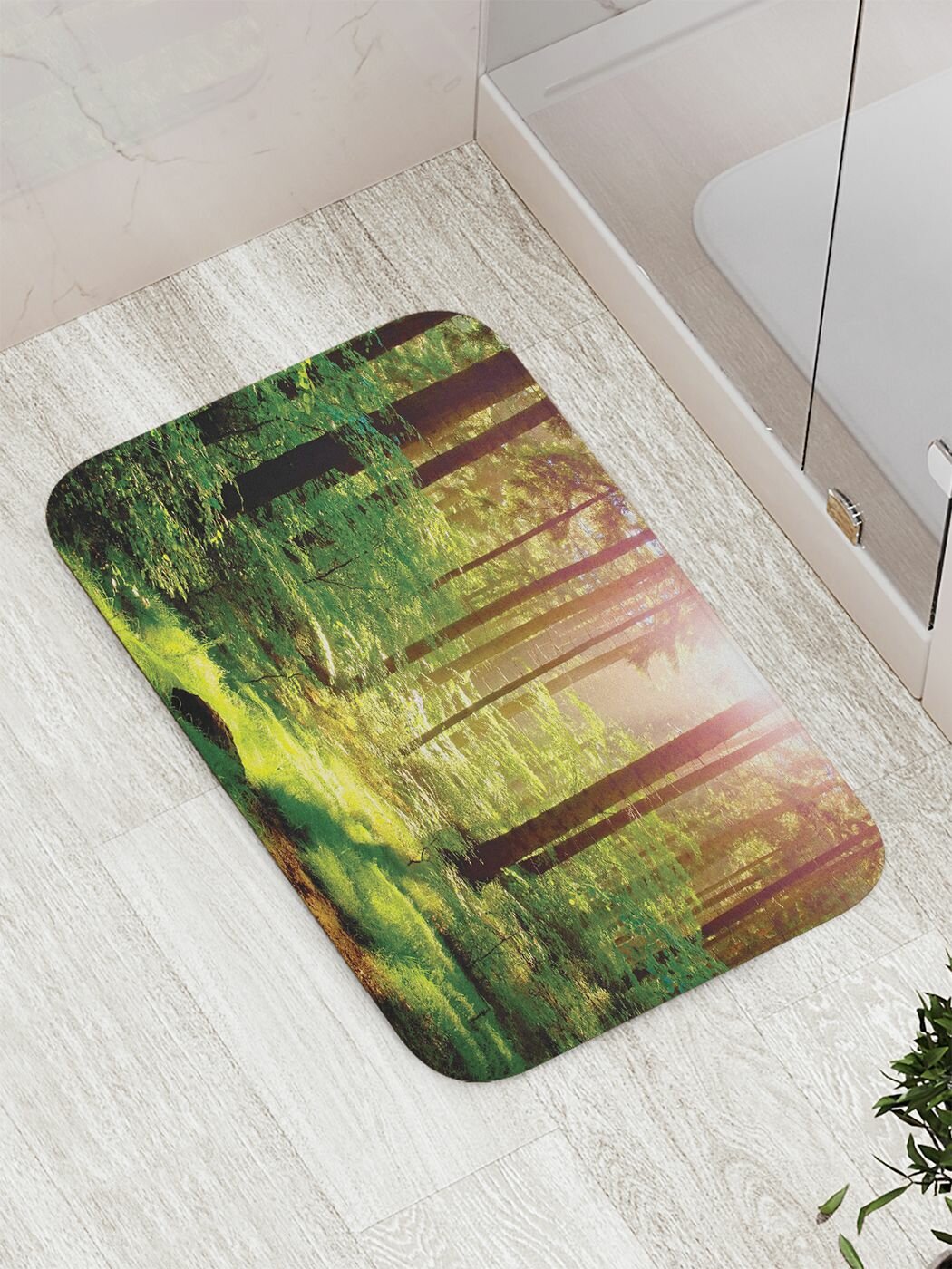 Коврик для ванной комнаты, туалета "Светлый лес" противоскользящий, 52х77 см, JoyArty