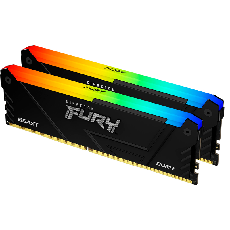 Оперативная память Kingston 32GB 3600MT/s DDR4 CL18 DIMM (Kit of 2) FURY Beast RGB (Kingston KF436C18BB2AK2/32)