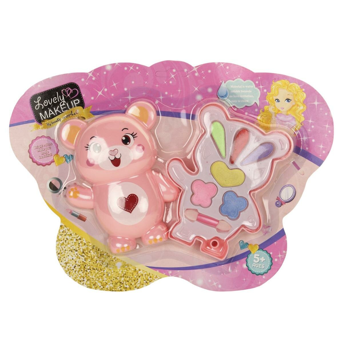 Набор косметики "Lovely Makeup", розовый/желтый, для детей 5+, размер упаковки 23х17.5х2см