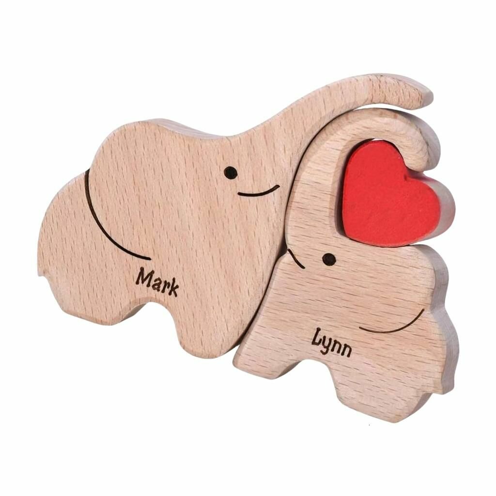 Деревянные украшения-пазлы в виде слона- 2 шт.