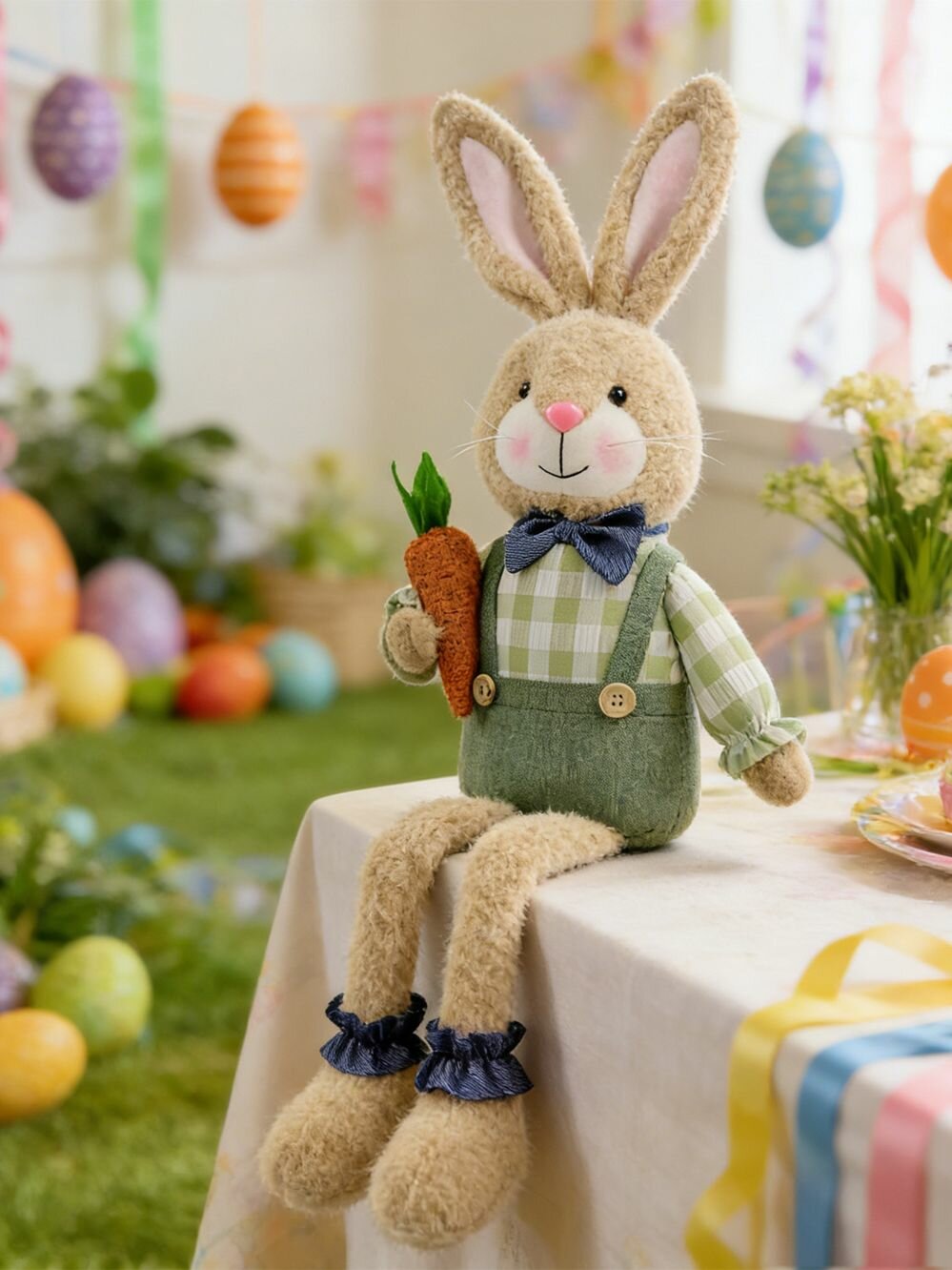 Пасхальный кролик с длинными ногами, сидячая игрушка для декора, украшение стола и праздничной вечеринки, милый подарок, 1шт.