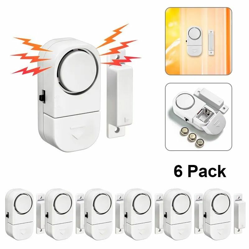 Сигнализация для дома, дачи 6 шт. датчик открытия окон, дверей, охранная система магнитная, беспроводная