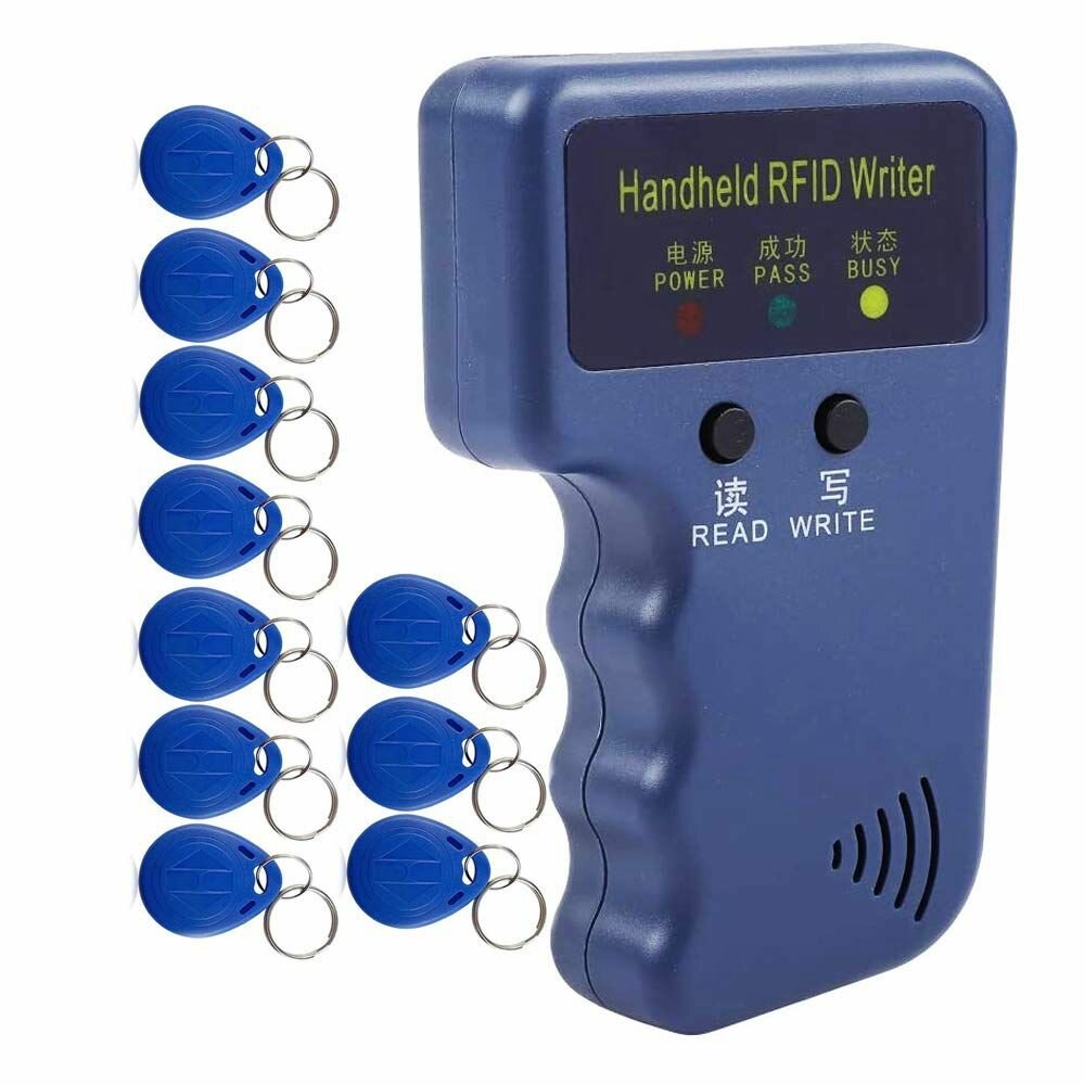 Ручной считыватель RFID-карт 125 кГц, копировальный аппарат, дубликатор, программатор для клонирования идентификационных карт, с 10 перезаписываемыми картами