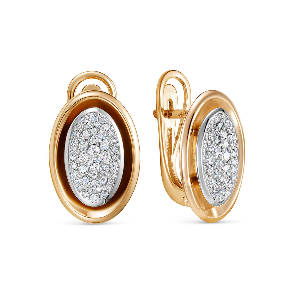 Серьги, красное золото, 585 проба, бриллиант
