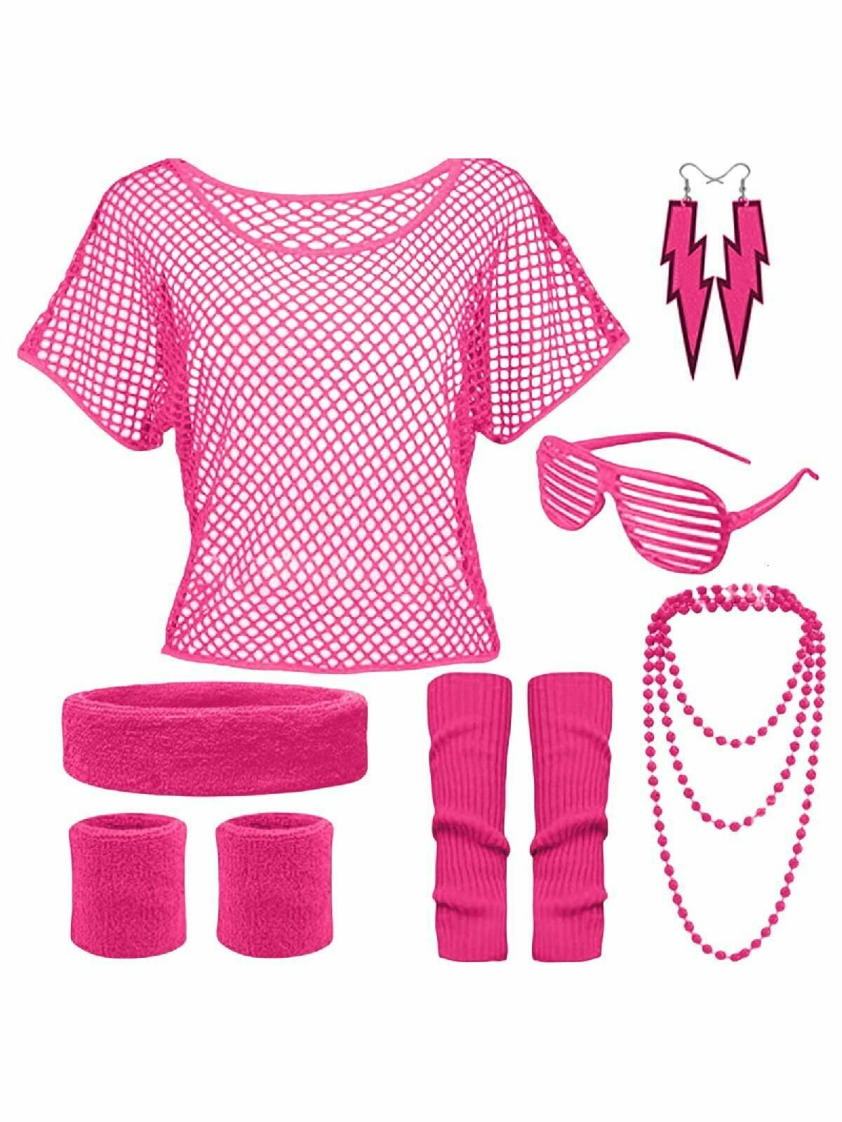 Аксессуары для костюма в стиле 80-х, Розово-красный