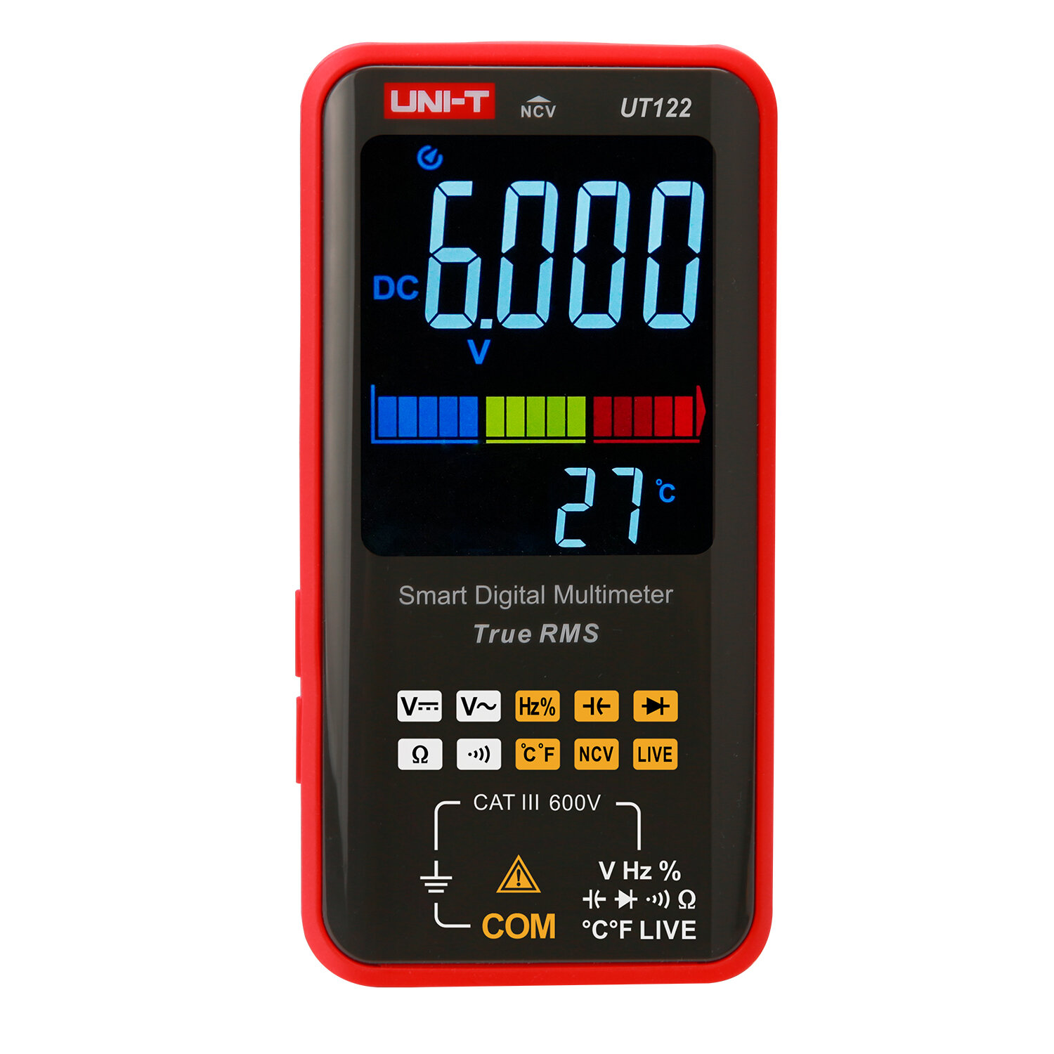 Мультиметр смарт UNI-T UT122, CAT III, 19мм, EBTN-дисплей, USB-зарядка, фонарик
