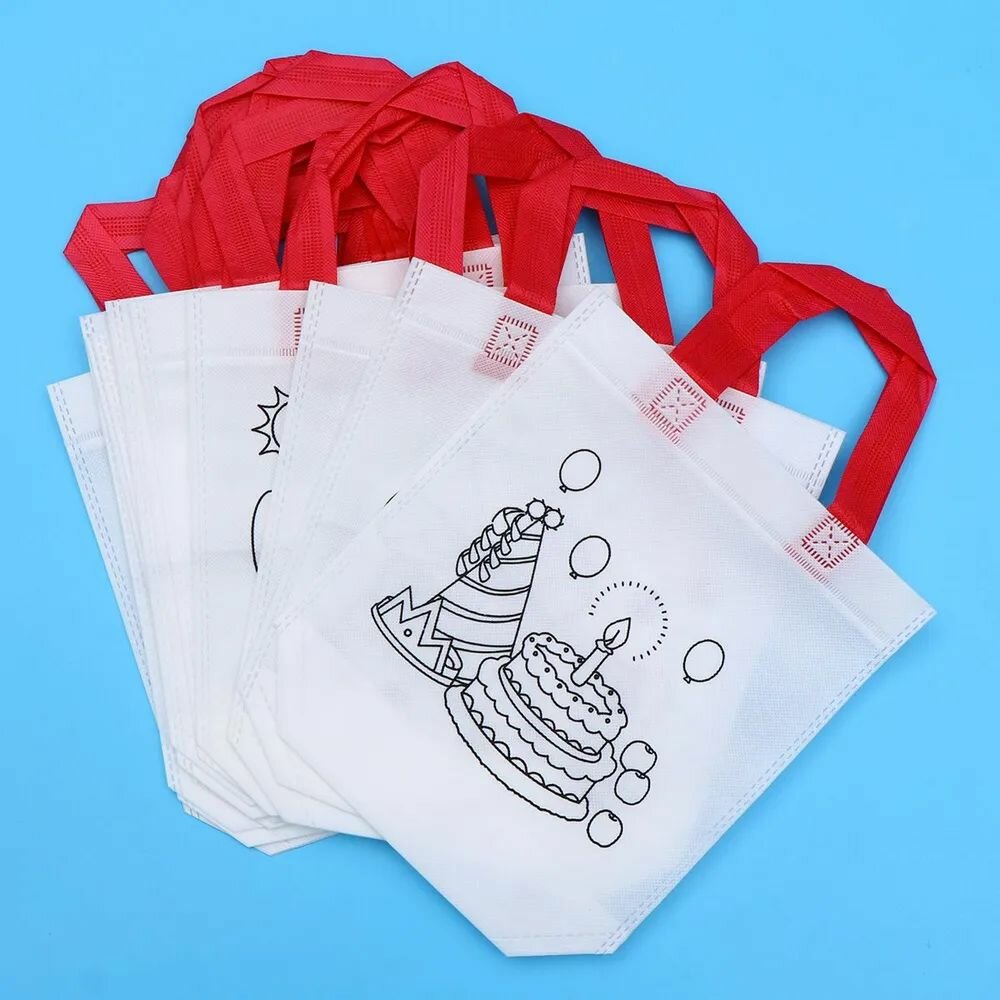 Детские сумки-раскраски, стимулируют креативность, комплект 12 штук без маркеров