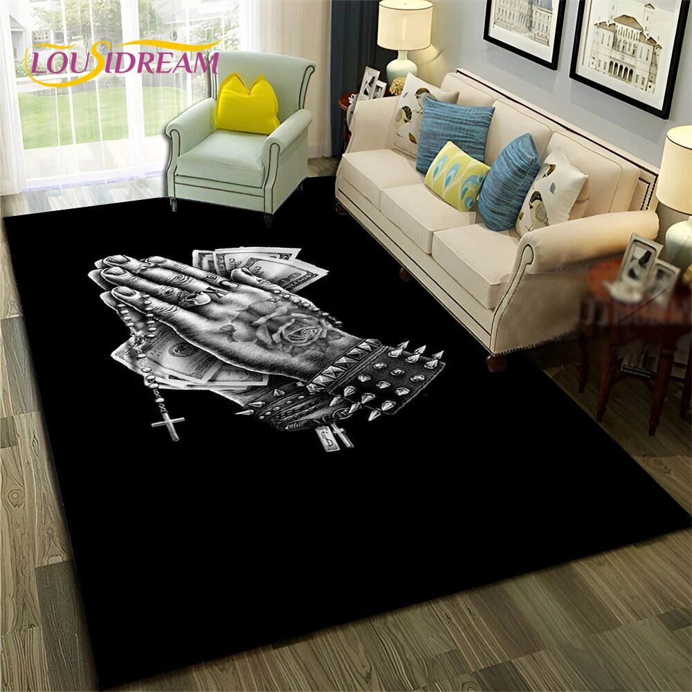 Черный 3D ковер с долларами LOUSIDREAM, цвет 12