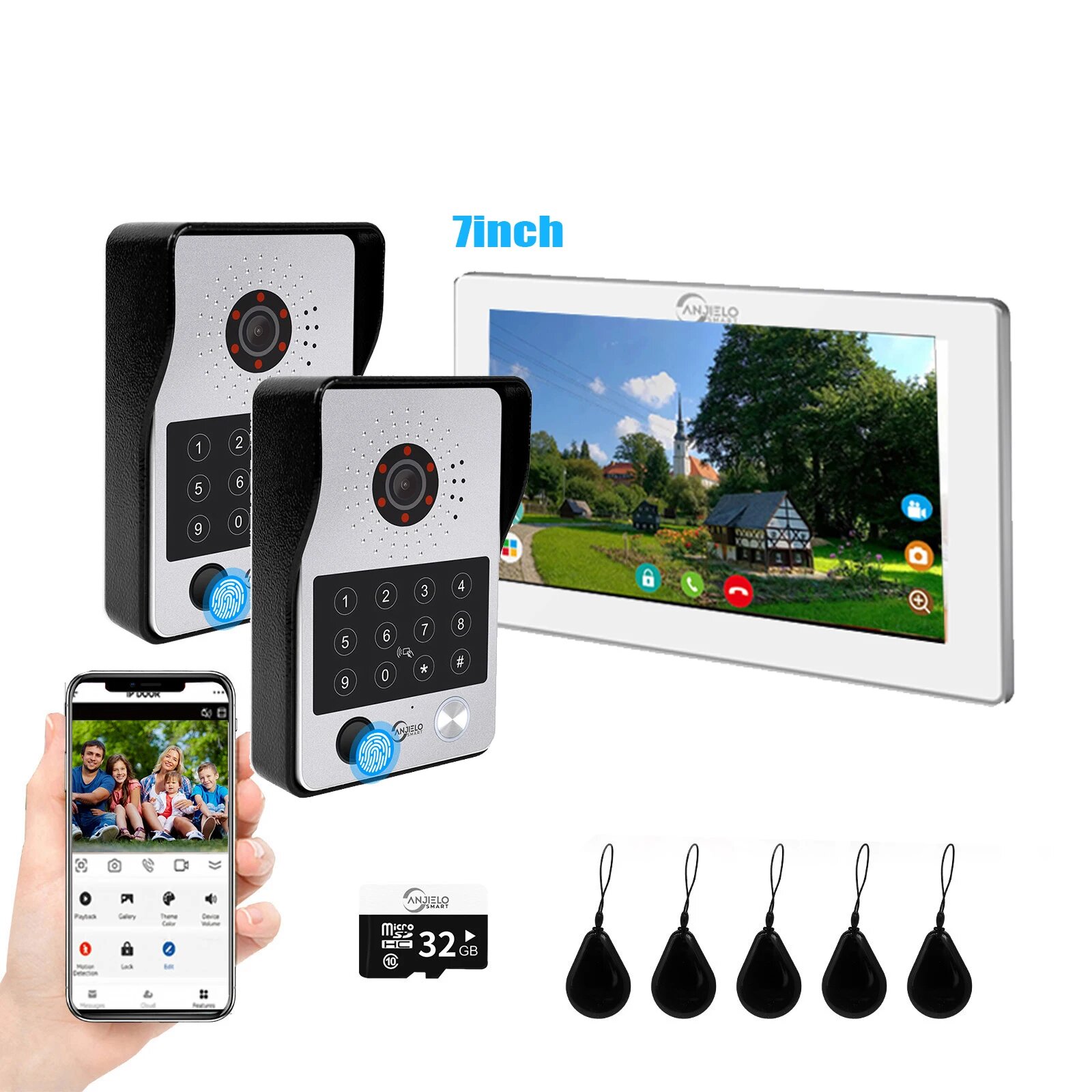 Anjielosmart 5-в-1 Wi-Fi видеодомофон 1080P 7W-inch 2 218wBS