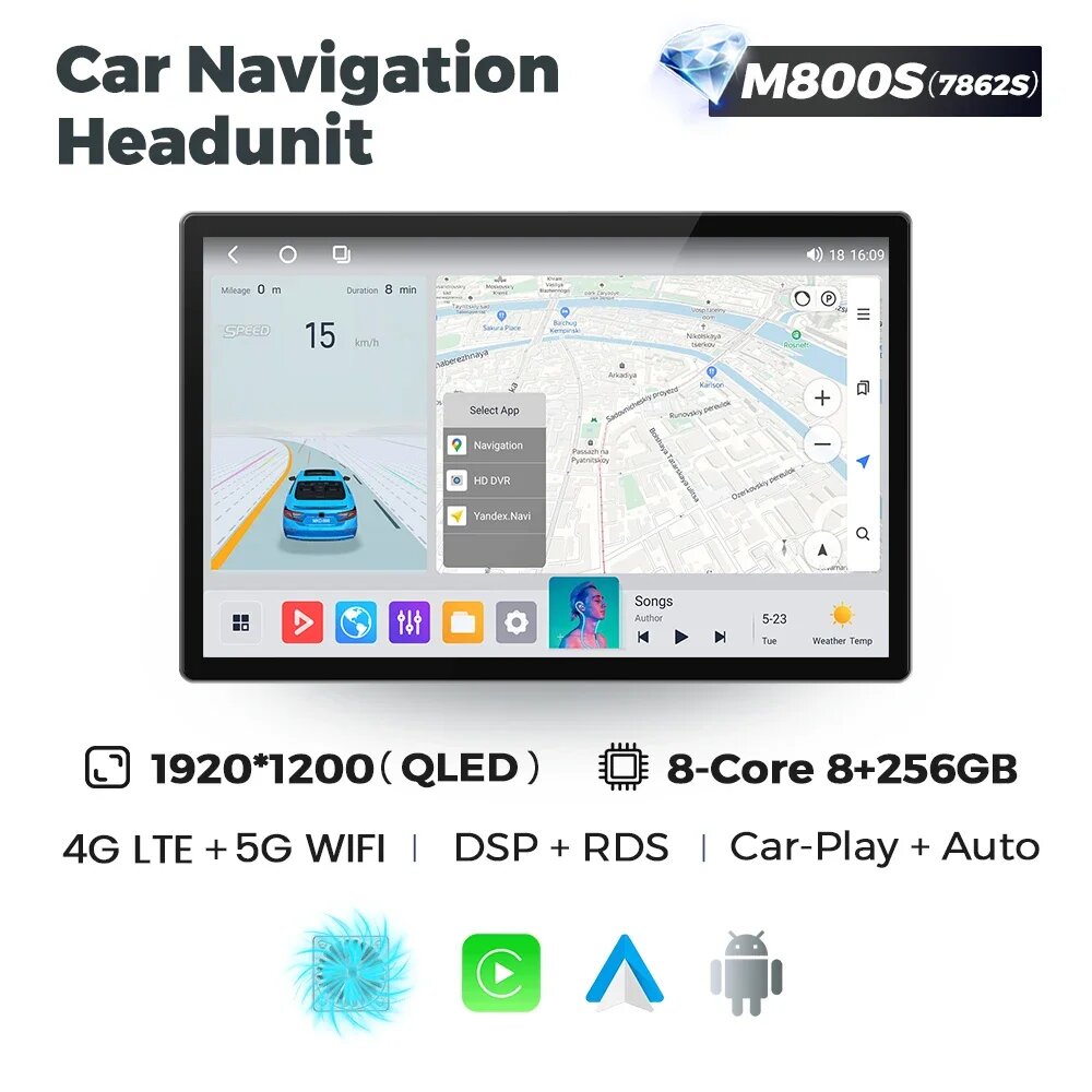 MEKEDE автомобильное игровое радио 13 дюймов 8 ГБ + 256 ГБ 1920*1200 Android 13 UN13M800S