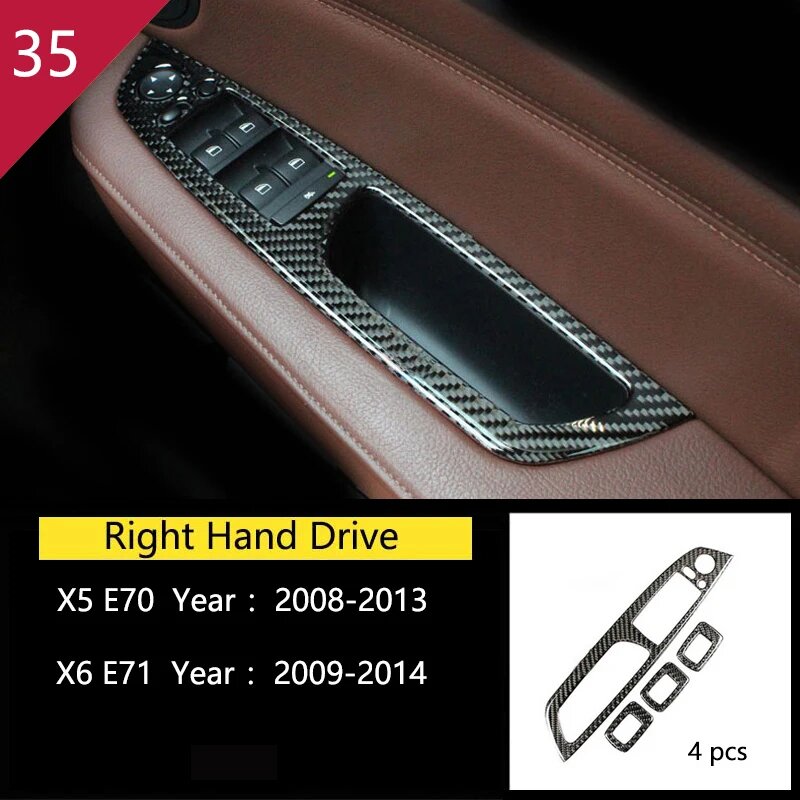 Для BMW X5 X6 E70 E71 Аксессуары для салона автомобиля Кондиционер CD Консоль Панель Крышка Украшение Накладка Углеродное волокно Стайлинг автомобиля Type 35 RHD