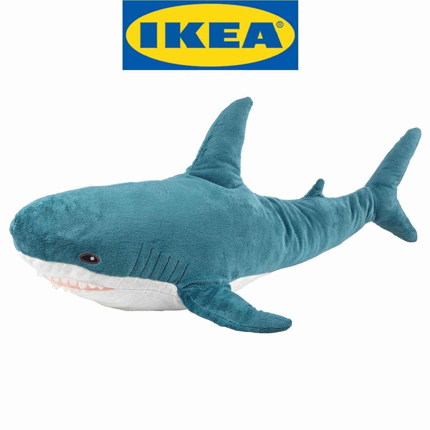 Мягкая игрушка акула IKEA BLAHAJ икеа блохэй, акула из Икеи, белый/синий, 100 см, полиэстер