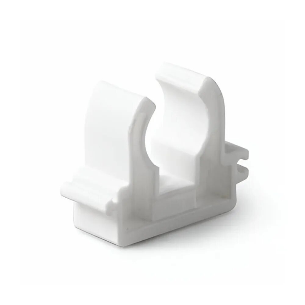 Клипса крепеж полипропиленовая Pro Aqua 63 мм, одинарная, без зажима, для труб, белая