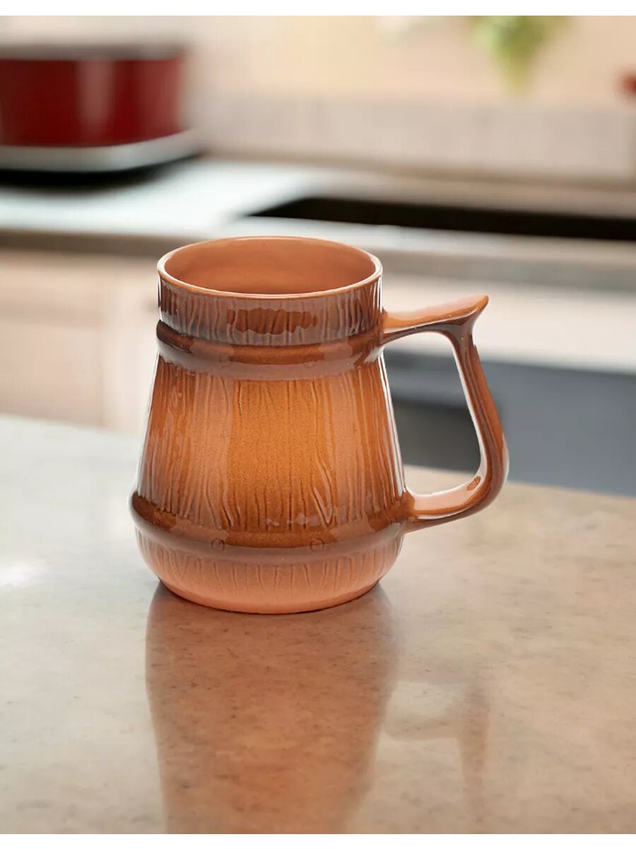 Кружка пивная Борисовская Керамика Глиняная 1200мл, 190х110х150мл, керамика, коричневый