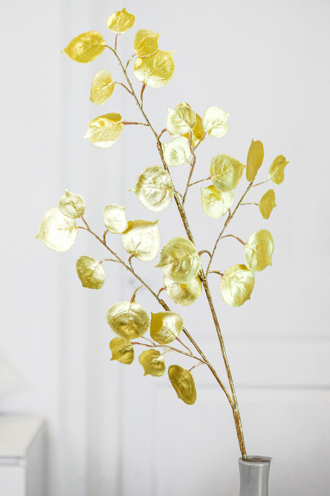 Декоративная ветка золотистый эвкалипт, полиэстер, 94 см, Goodwill SP20761