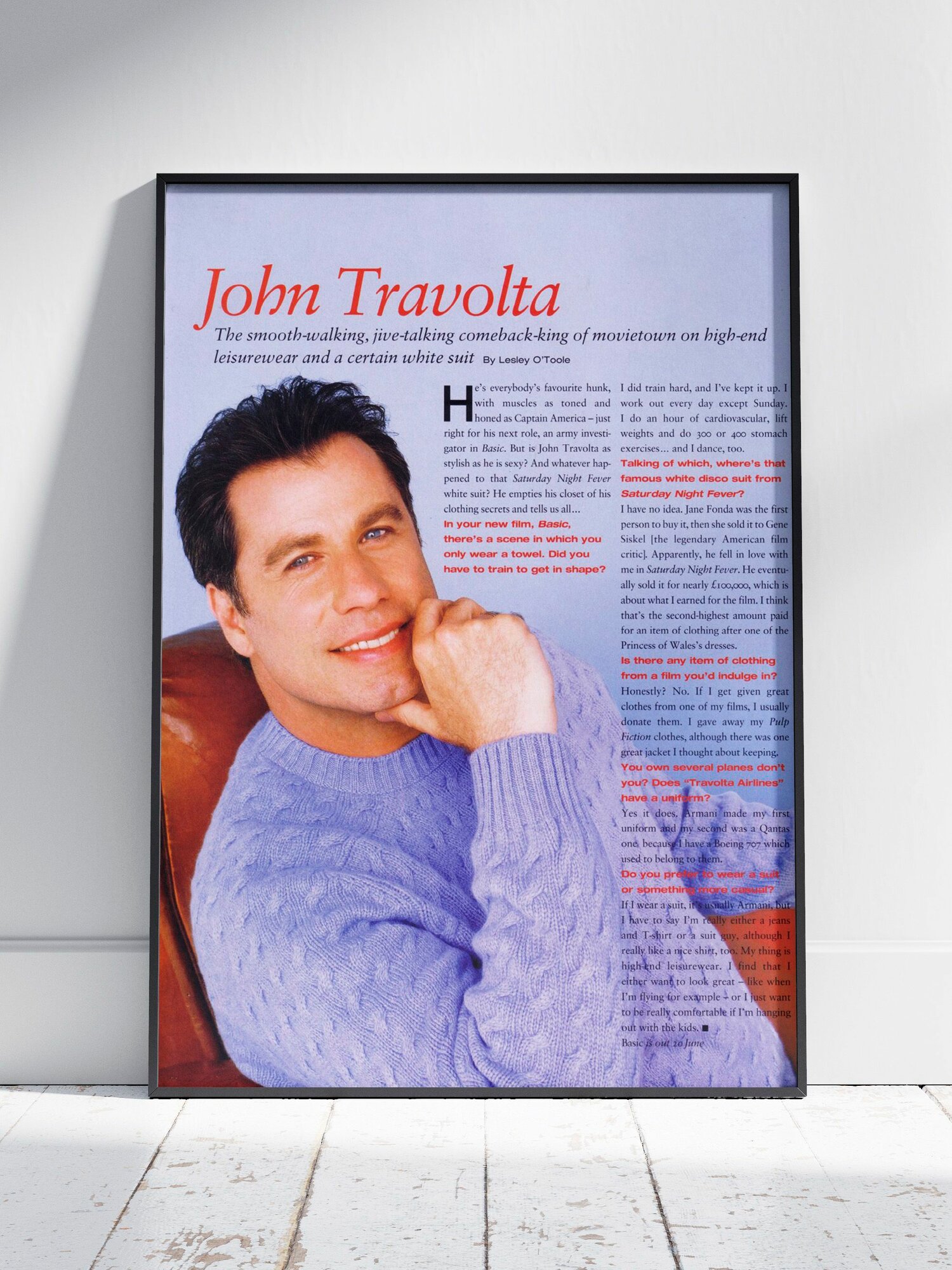 Плакат на стену для интерьера Джон Траволта (John Travolta 18) - Постер по актеру фильма, кино, сериала формата A4 (21x30 см)