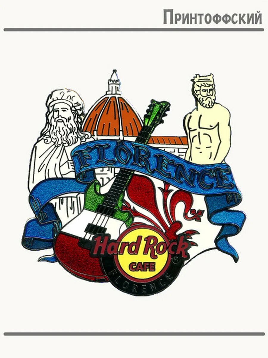Термонаклейка для одежды и аксессуаров DTF-печать лого hard rock cafe florence рок кафе