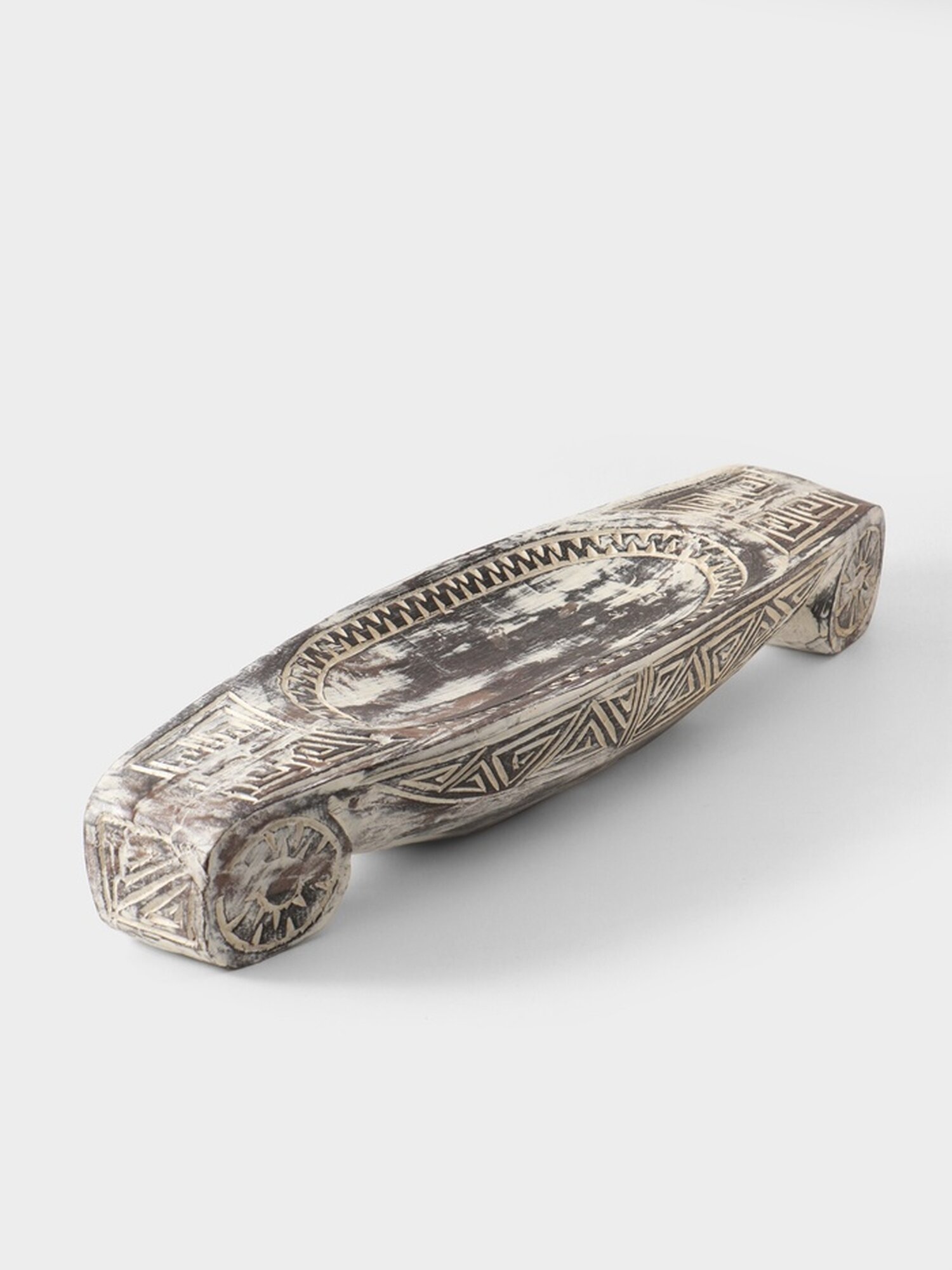 Поднос декоративный, фигурный, дерево, белый/коричневый, 60 x 18 x 9 см