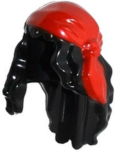 Деталь Lego 11254pb02 Minifigure, Hair Female Mid-Length with Part over Front of Right Shoulder with Red Cloth Wrap / Bandana Pattern