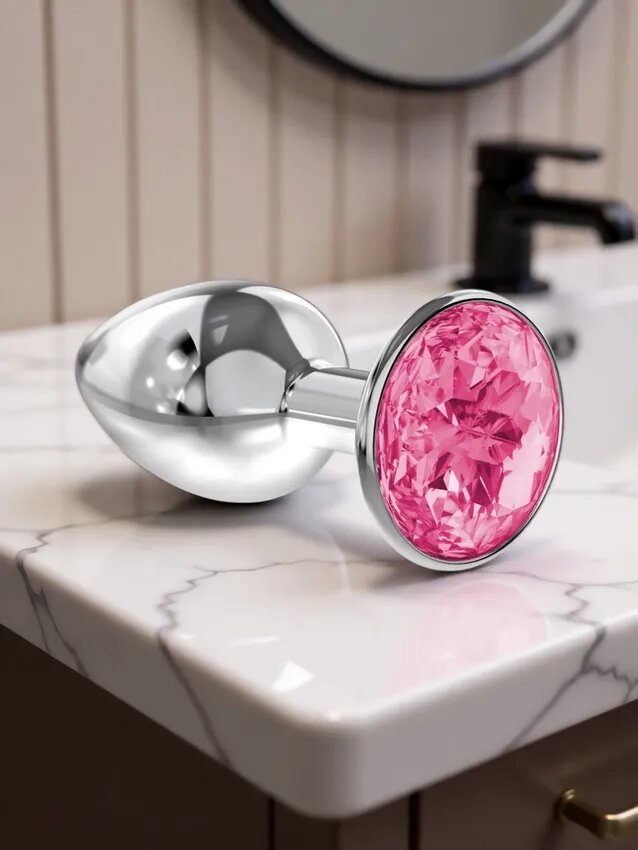 Lola games Анальная пробка, Diamond Sparkle Small, 7 см (4009), серебристый/розовый